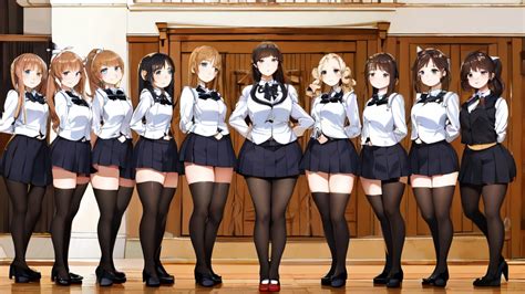 걸작 최상의 품질 높은 해상도 10소녀 군중 일란성 쌍둥이 자매 클론 질서정연한 자매 라인 질서정연한 자매 라인 Seaart Ai