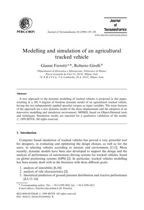 Pdf Modelling And Simulation Of An Agricultural Tracked Vehicle Dokumentips