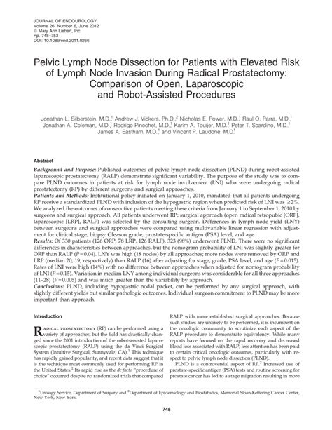 Pdf Pelvic Lymph Node Dissection For Patients With Elevated Risk Of Lymph Node Invasion During