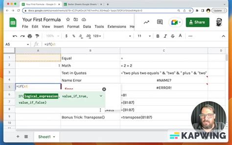 Your First Formula In Google Sheets
