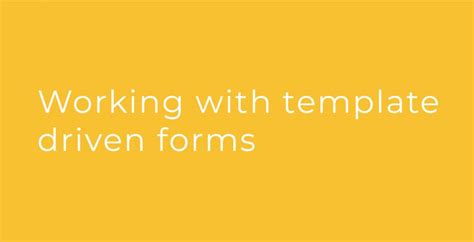 Working With Template Driven Forms Cavepot Blog
