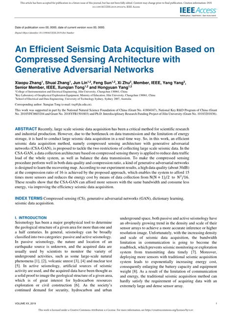 Pdf An Efficient Seismic Data Acquisition Based On Compressed Sensing