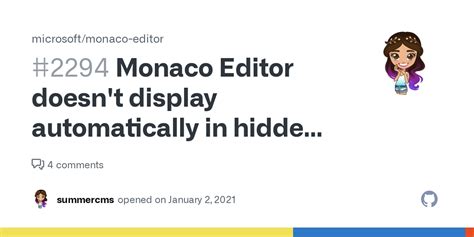 Monaco Editor Doesnt Display Automatically In Hidden Containers Such
