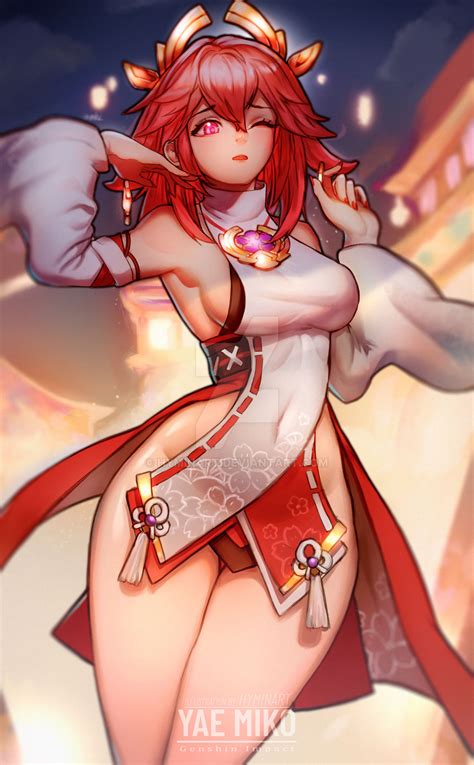 Fanart Yae Miko Genshin Impact By Hyminart On Deviantart
