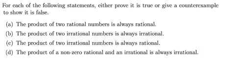 solved for each of the following statements either prove it