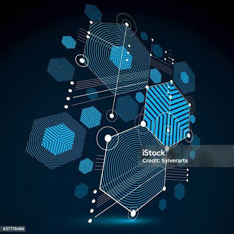 바우하우스 미술 육각형을 사용 하 여 만든 3d 모듈형 블루 벡터 벽지 1960 1969 년에 대한 스톡 벡터 아트 및 기타 이미지 1960 1969 년 1970