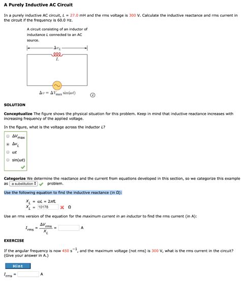 Solved A Purely Inductive Ac Circuit In A Purely Inductive