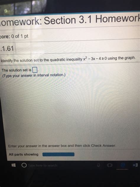 Solved Identify The Solution Set To The Quadratic Inequality