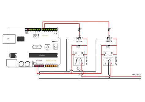 arduino circuit for pneumatic actuators with 2 relays