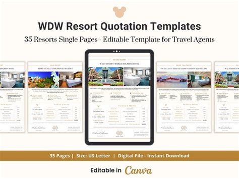 Wdw Resort Quotation Templates With 35 Resorts Fully Editable Template