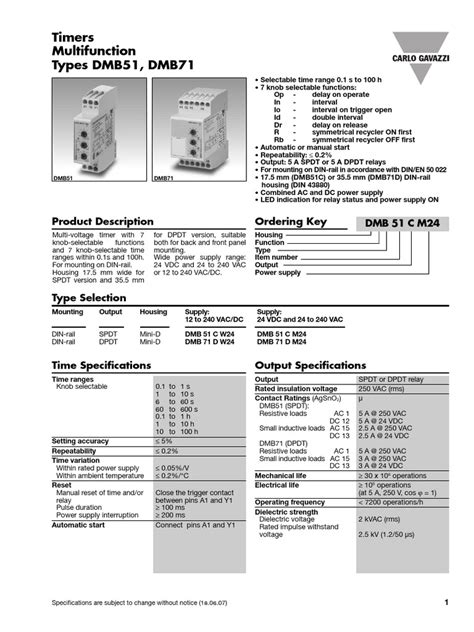 Multifunction Timer Relay Pdf Power Supply Alternating Current