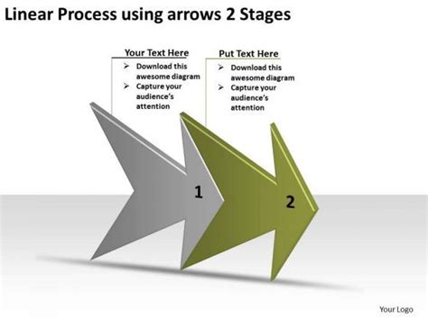 Linear Process Using Arrows 2 Stages Ppt Schematic Design PowerPoint Templa