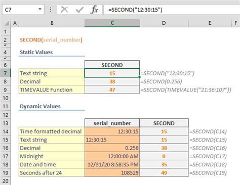 Function Second • Excel Formulas • Date And Time