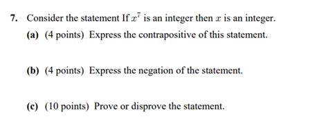 Solved Consider The Statement If X Is An Integer Then X Chegg