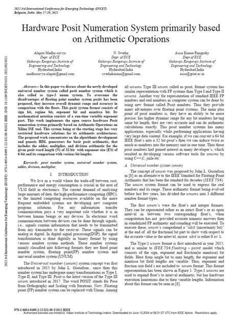 Hardwarepositnumerationsystemprimarilybasedonarithmeticoperations Pdf Field