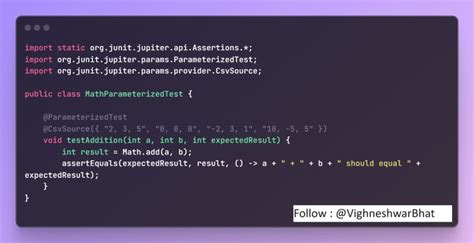 vighneshwar bhat on linkedin junit5 parameterizedtests testing