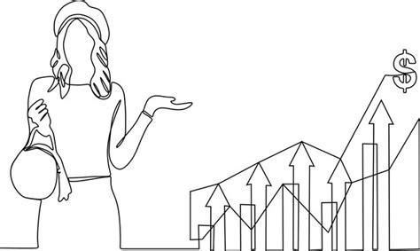 premium vector continuous lines businesswoman graphs and shapes