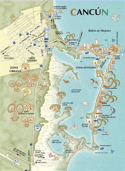 Mapas De Cancún Riviera Maya Mexico