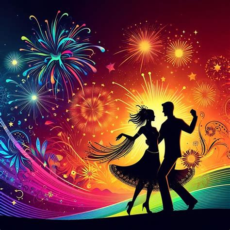 Premium Photo A Couple In Silhouette With Fireworks And A Colorful Background