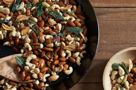 Oven Roasted Nuts With Rosemary Sage And Crispy Garlic Recipe Roasted Nuts Oven Roast