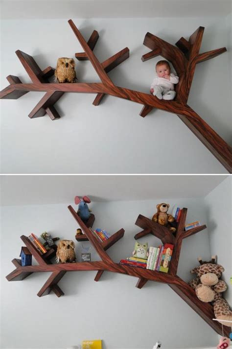 DIY Tree Branch Bookshelf Tree Bookshelf Cool Bookshelves Bookshelves Diy