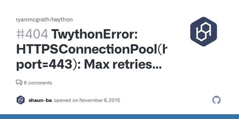 Twythonerror Connectionpoolhost Port443