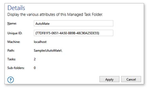 Task Folder Properties