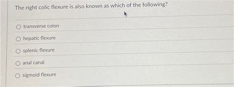 Solved The Right Colic Flexure Is Also Known As Which Of