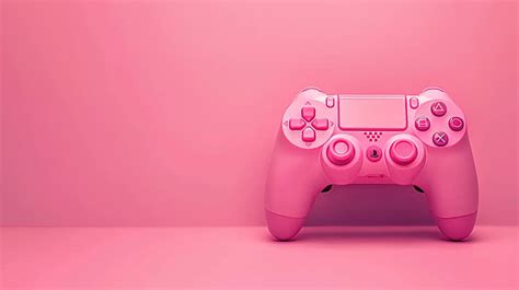 Game Controller Gamepad On Pink Background With Device To Control And
