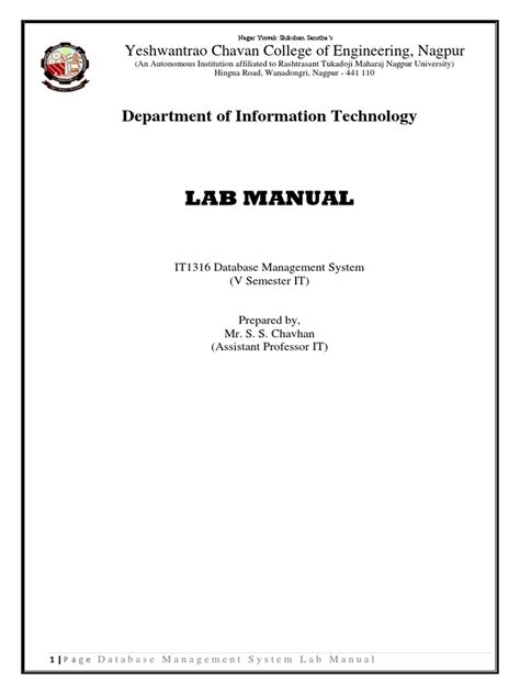 Lab Manual Dbms Pdf Relational Database Software Design