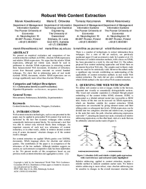 Pdf Robust Web Content Extraction