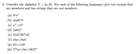 Solved 2 Consider Alphabet B Following Languages Give Two Strings