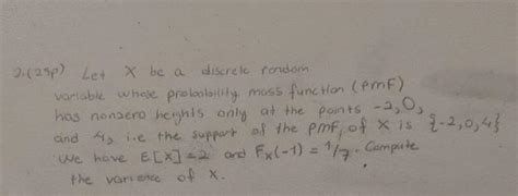 solved 2 25p let x be a discretc random variable whose