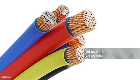 다채로운 구리 케이블 및 전선 흰색 배경에 고립 3d 렌더링 그림 케이블에 대한 스톡 사진 및 기타 이미지 케이블 3차원 형태 구리 Istock
