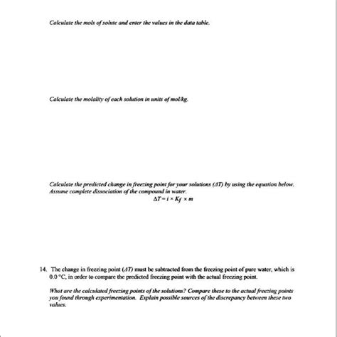 Solvedcolculate The Mols Of Solute And Enter The Values In The Data