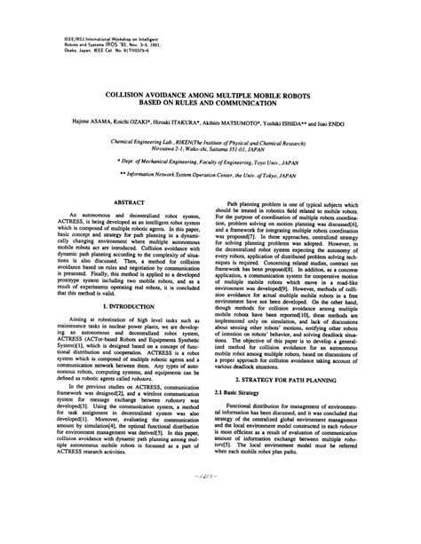 Pdf Collision Avoidance Among Multiple Mobile Robots Based On Rules And Communication