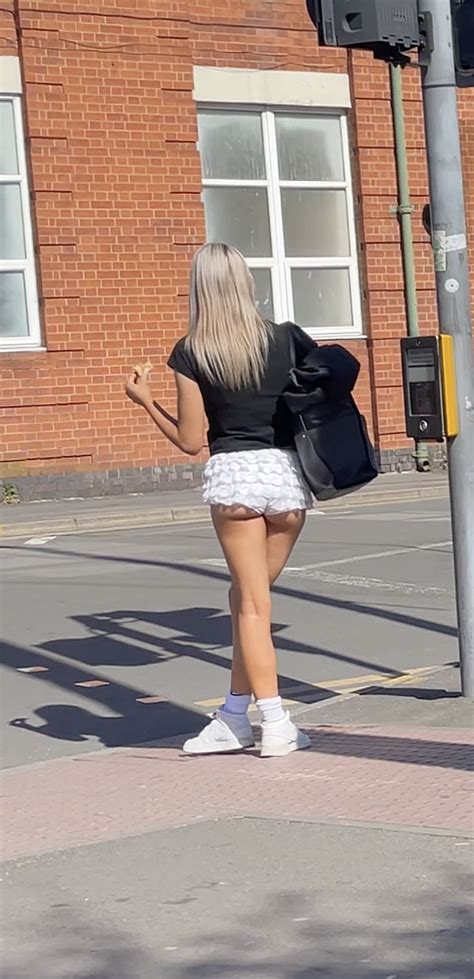 Blonde Showing Off Ass Cheeks In The Shortest Skirt Oc Short
