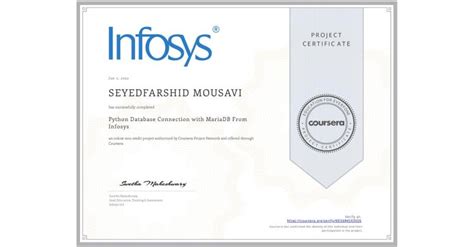 farshid mousavi auf linkedin completion certificate for python database connection with mariadb