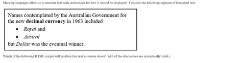 Solved Mark Up Languages Allow Us To Annotate Text With