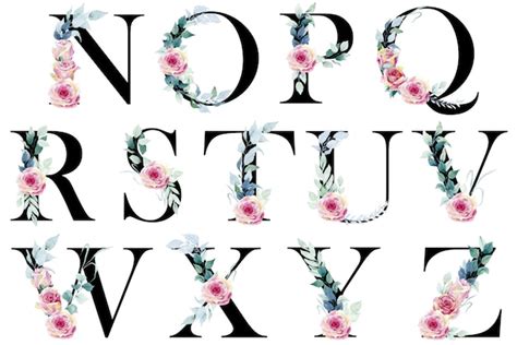 Premium Photo Watercolor Floral Alphabet