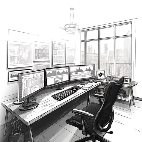 Premium Ai Image Watercolor Software Engineer Room With A Sleek Desk Setup Coding Poster