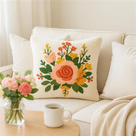 Floral Punch Needle Printable Pattern For Beginners Instant Download