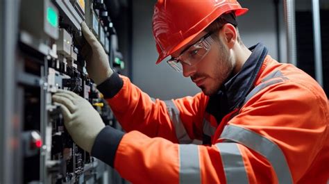 The Image Shows A Maintenance Engineer Working On The Relay Protection System Of Medium Voltage
