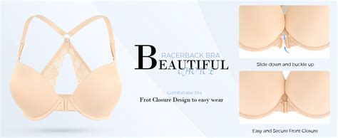 Upushall Push Up Front Closure Racerback Bra Super Padded Underwire