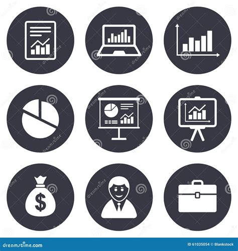 Statistics Accounting Icons Charts Signs Vector Illustration 61035054
