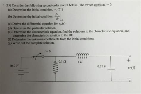 Solved Consider The Following Second Order Circuit Below Chegg