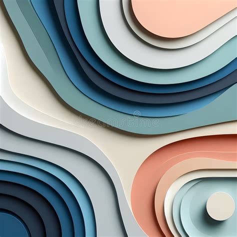 Layered Curves In Soft Pastel Hues Create A Serene Abstract Composition A Blend Of Form And