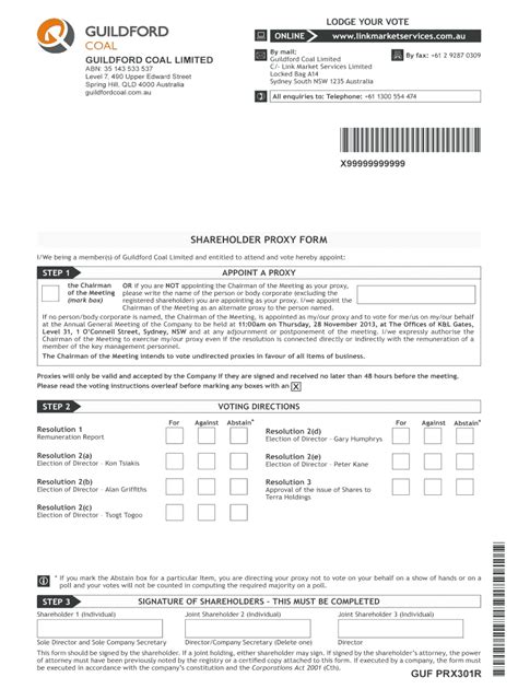 Fillable Online Shareholder Proxy Form Terracomresourcescom Fax Email