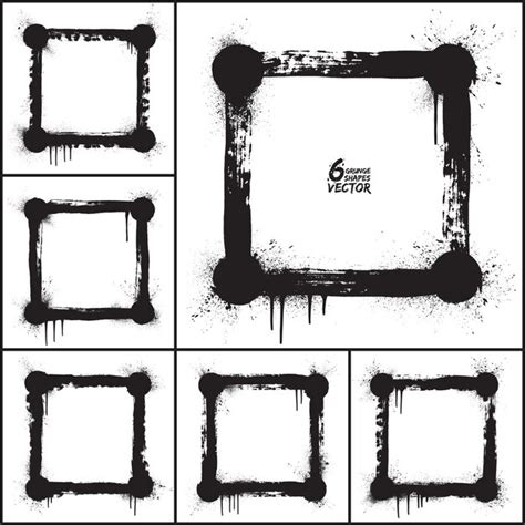 Premium Vector Grunge Abstract Square Shapes Vector Set Vector Grunge Frames