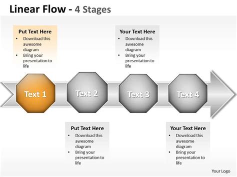 Linear Flow Stages PowerPoint Templates Backgrounds Template PPT Graphics